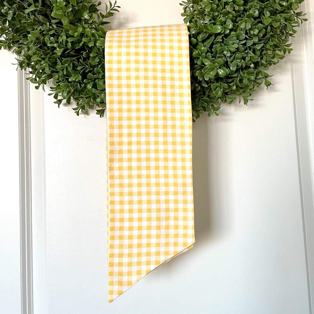 Yellow White Gingham Wreath Sash, Blank Yellow Wreath Sash, Spring ...