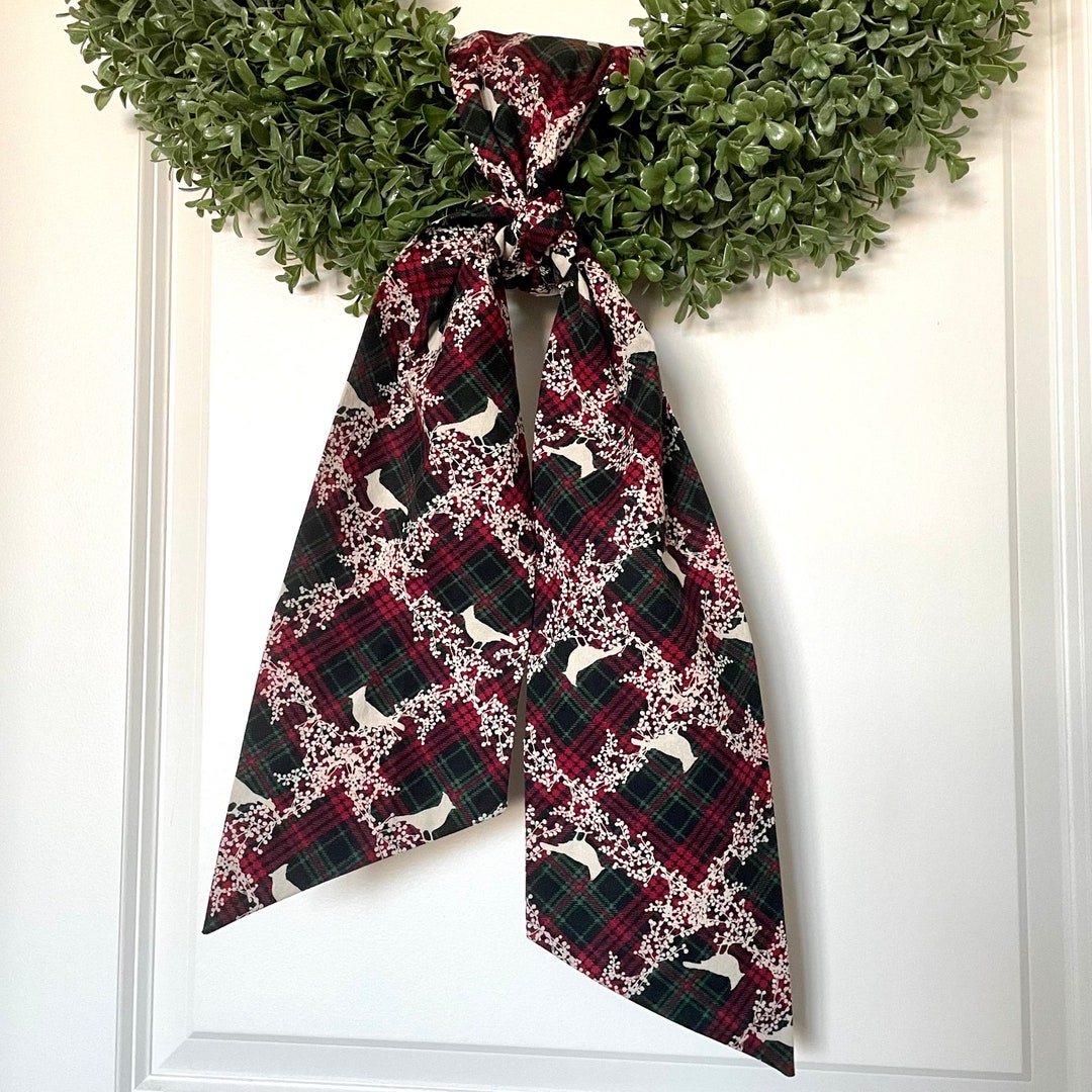 Christmas Birds Wreath Sash, Christmas Plaid Wreath Sash, Blank Sash ...