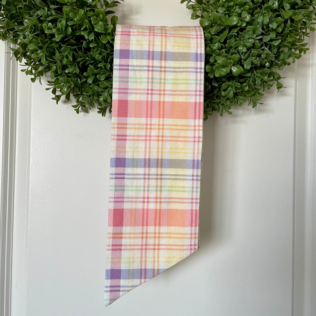 Pastel Plaid Wreath Sash, Blank Wreath Sash, Spring Wreath Sash, Door ...