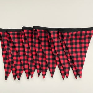 Red & Black Buffalo Plaid Fabric Bunting Banner. Buffalo Plaid Pennant ...