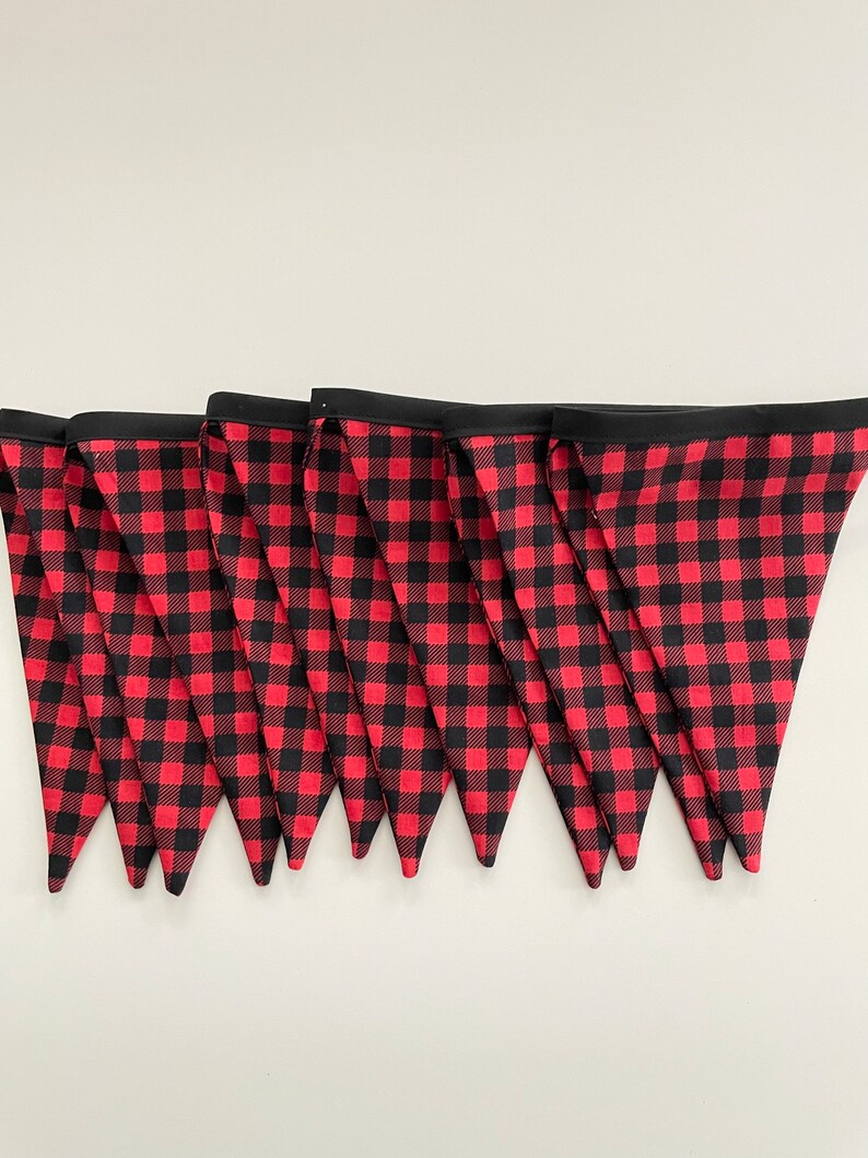Red & Black Buffalo Plaid Fabric Bunting Banner. Buffalo Plaid - Etsy