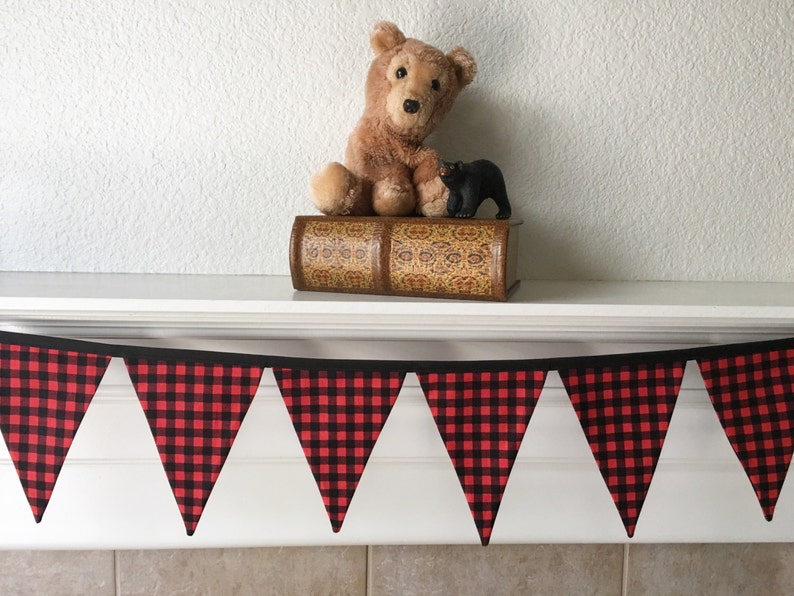 Red & Black Buffalo Plaid Fabric Bunting Banner. Buffalo Plaid | Etsy