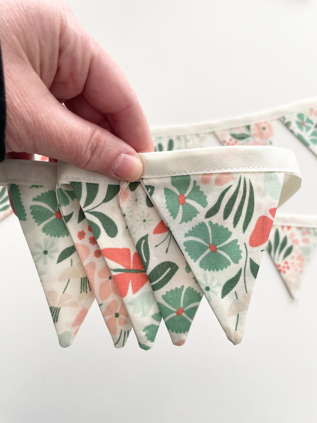 Coral and Mint Fabric Banner. Jade, Mint, Pink Banner. Cream, Mint ...
