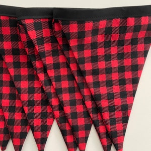 Red & Black Buffalo Plaid Fabric Bunting Banner. Buffalo Plaid Pennant ...