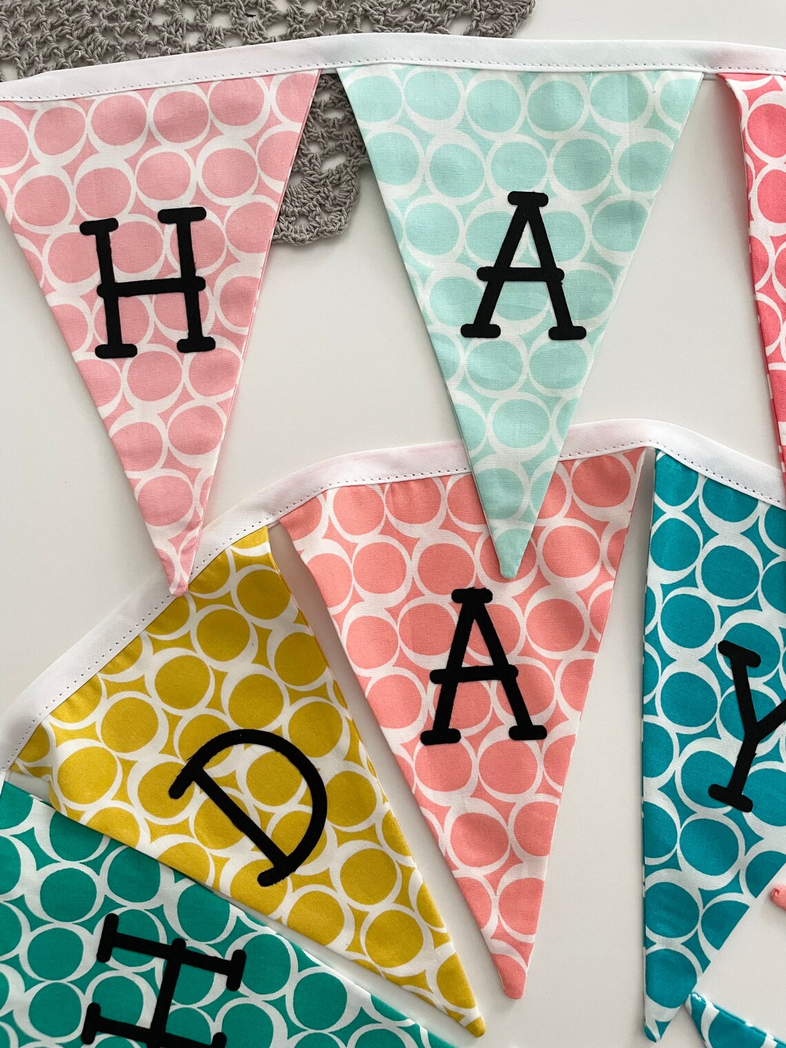 Happy Birthday Fabric Banner. Neutral Birthday Pennant Banner. | Etsy