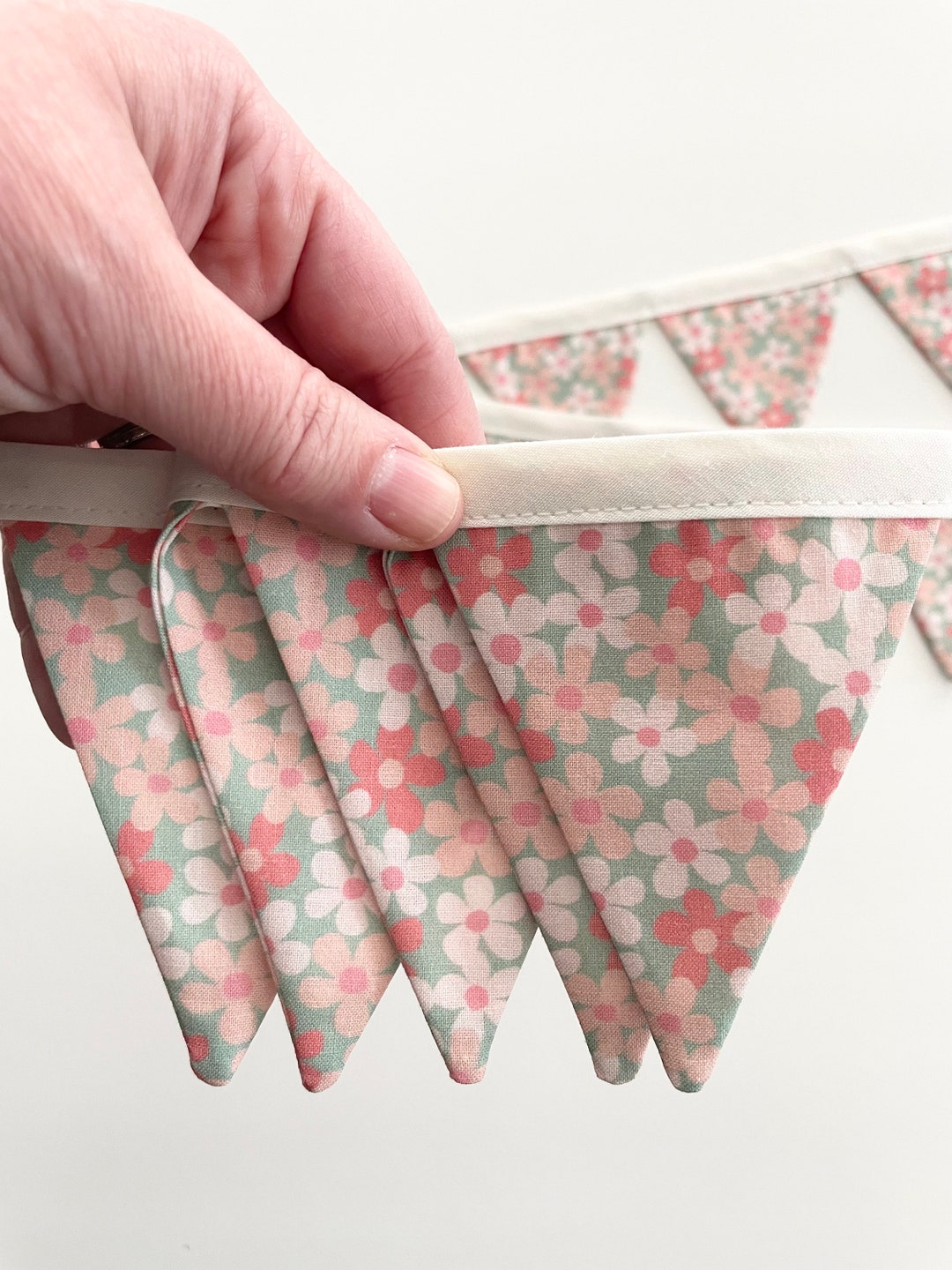 MINI Spring Floral Banner. Mint Peach Banner. Spring Floral Fabric ...