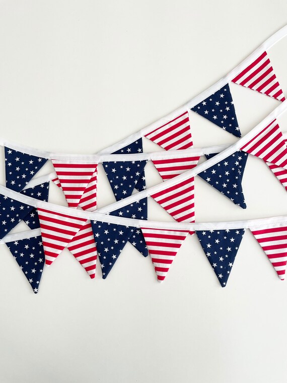 Mini Red White and Blue Fabric Banner. Patriotic Banner. | Etsy