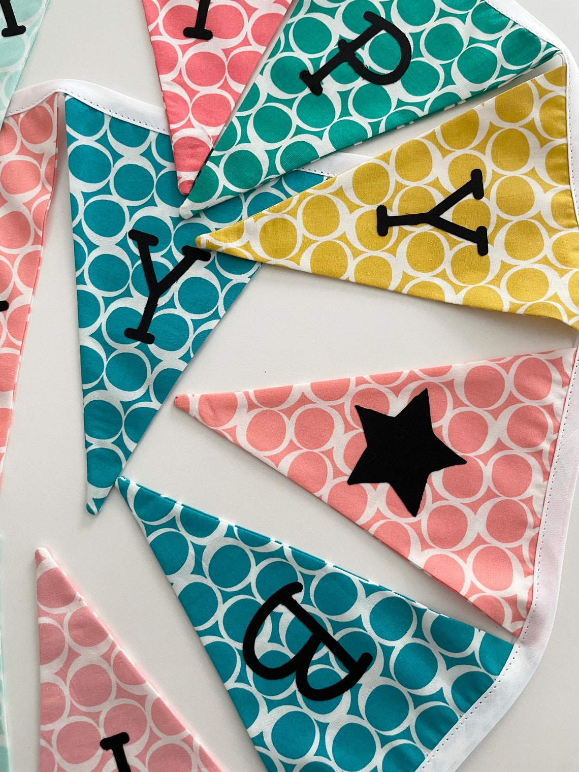 Happy Birthday Fabric Banner. Neutral Birthday Pennant Banner. | Etsy