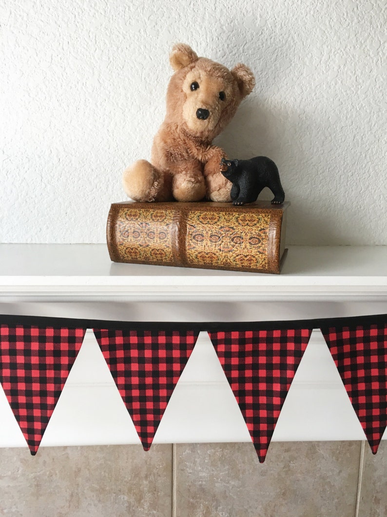 Red & Black Buffalo Plaid Fabric Bunting Banner. Buffalo Plaid | Etsy