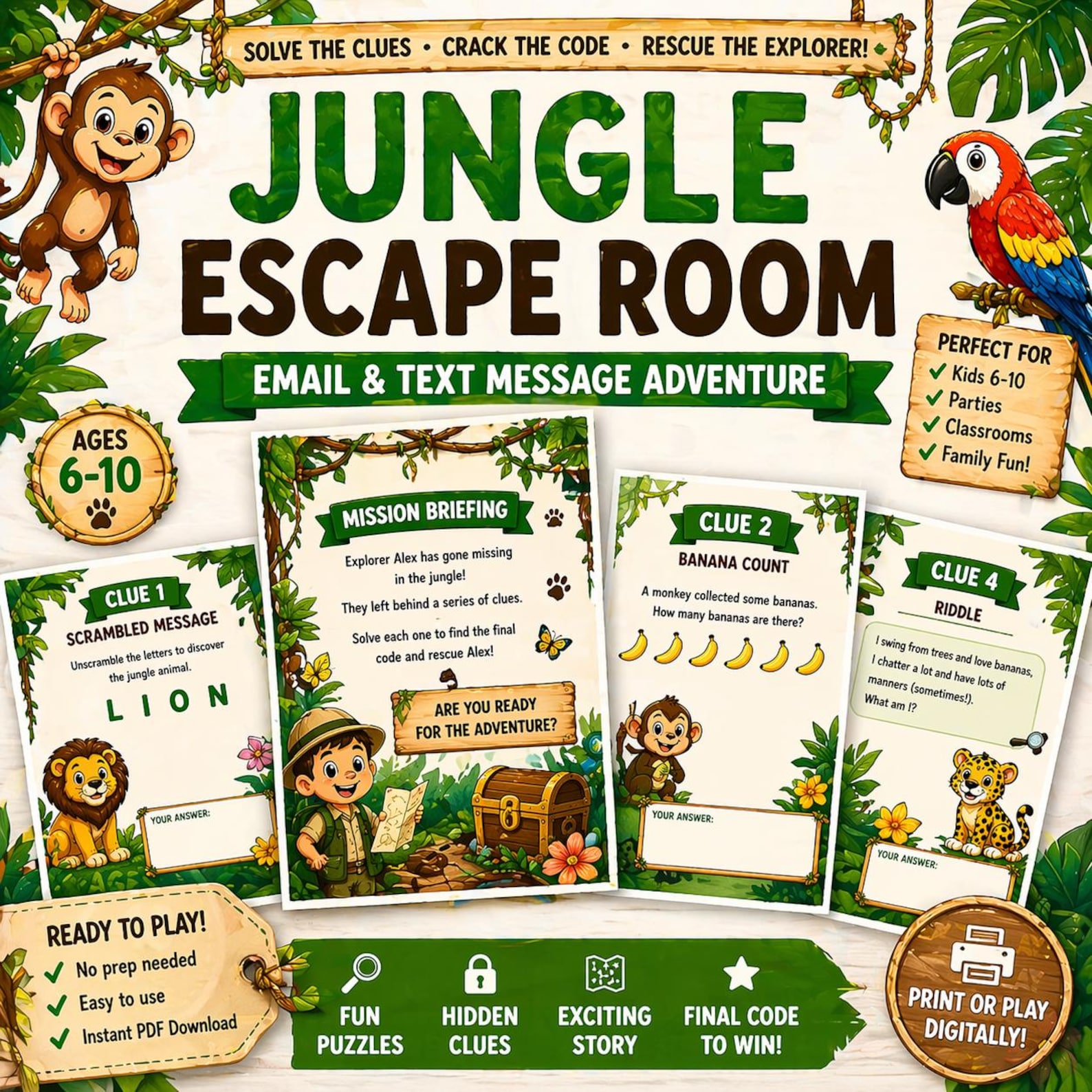 Jungle Escape Room for Kids | PDF Download - Etsy