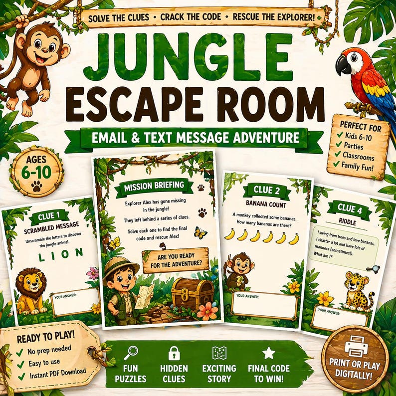 Jungle Escape Room for Kids | PDF Download - Etsy
