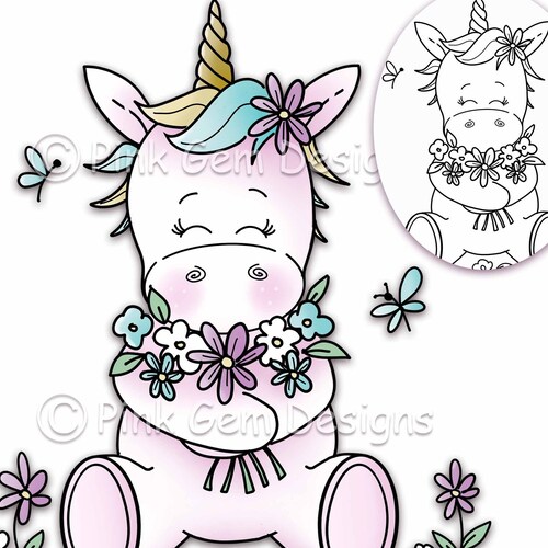 Digi Stamp 'unicorn Balloon' Birthday Party - Etsy