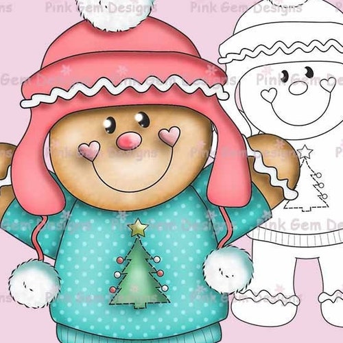 Digi Stamp 'baking Ginger' Gingerbread Man. 1 Black - Etsy UK
