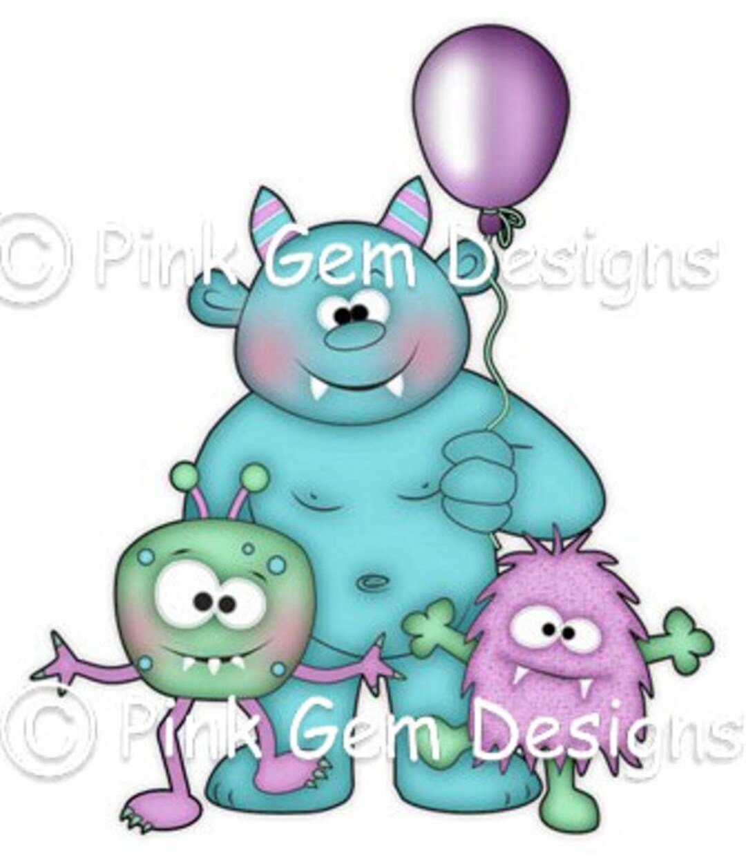 Digi Stamp 'monster Party'. Birthday - Etsy