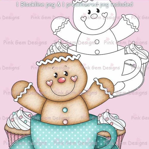 Digi Stamp 'baking Ginger' Gingerbread Man. 1 Black - Etsy