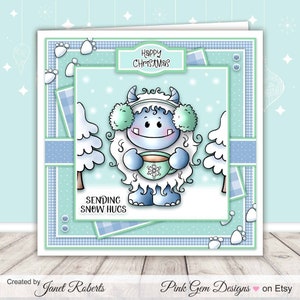 Sending Snow Hugs Yeti Downloadable Card Kit With Decoupage, Christmas ...