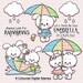Rainy Day Bunnies Coloured Digital Stamp Set, 6 Coloured Png Files ...
