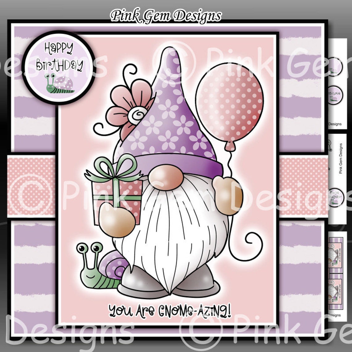 Birthday Gnome Downloadable Card Kit With Decoupage Matching - Etsy Canada