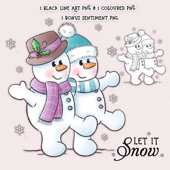 Digi Stamp Snowmen 'snow Buddies' 1 Pre Coloured & 1 - Etsy Australia