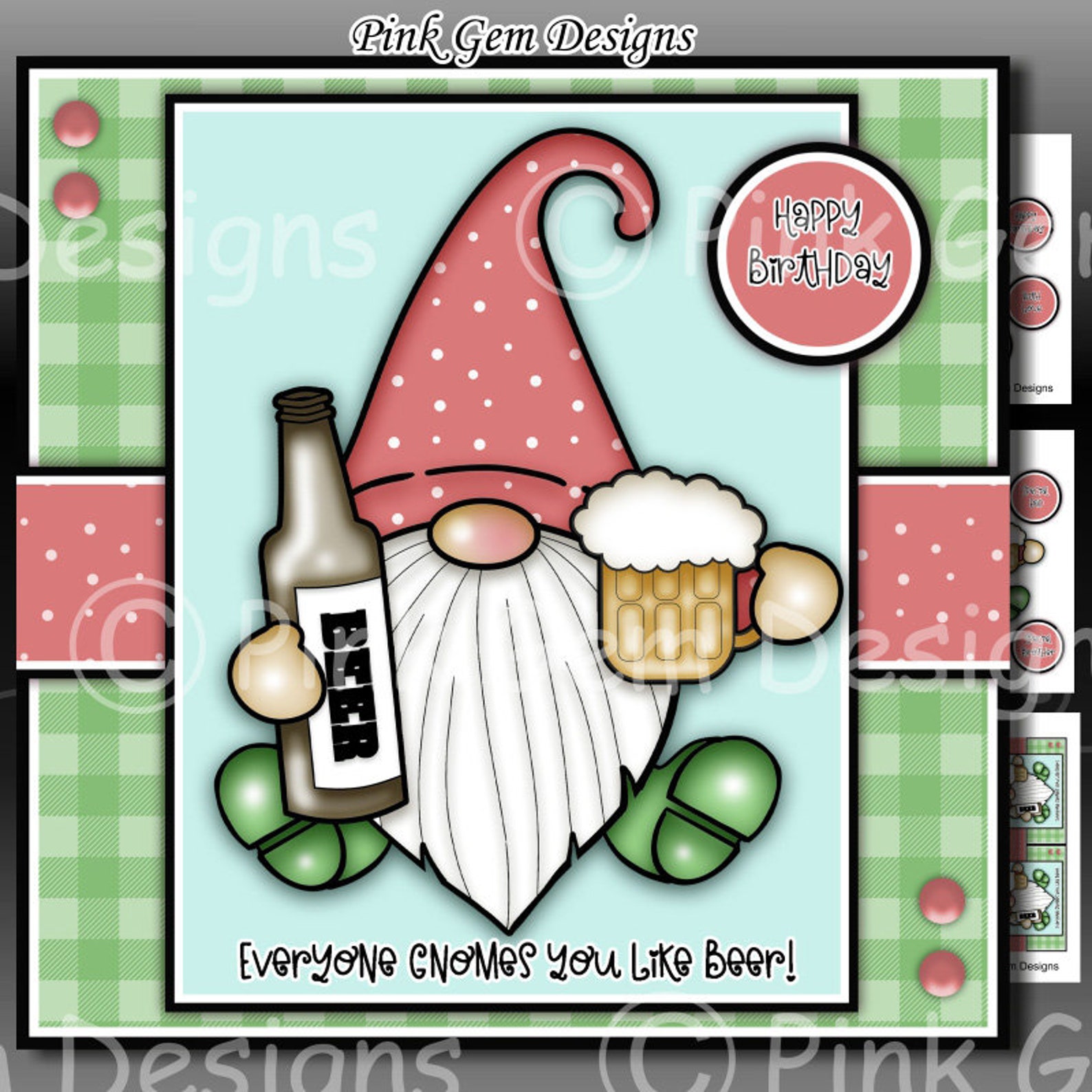 Birthday Gnome Downloadable Card Kit With Decoupage Matching - Etsy