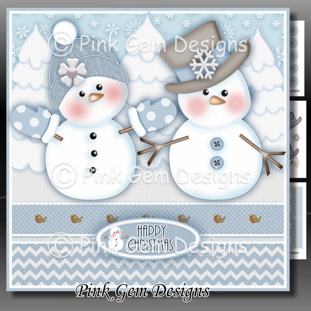 Snowman Couple Downloadable Card Kit Topper,digtal Snowmen Card Making ...