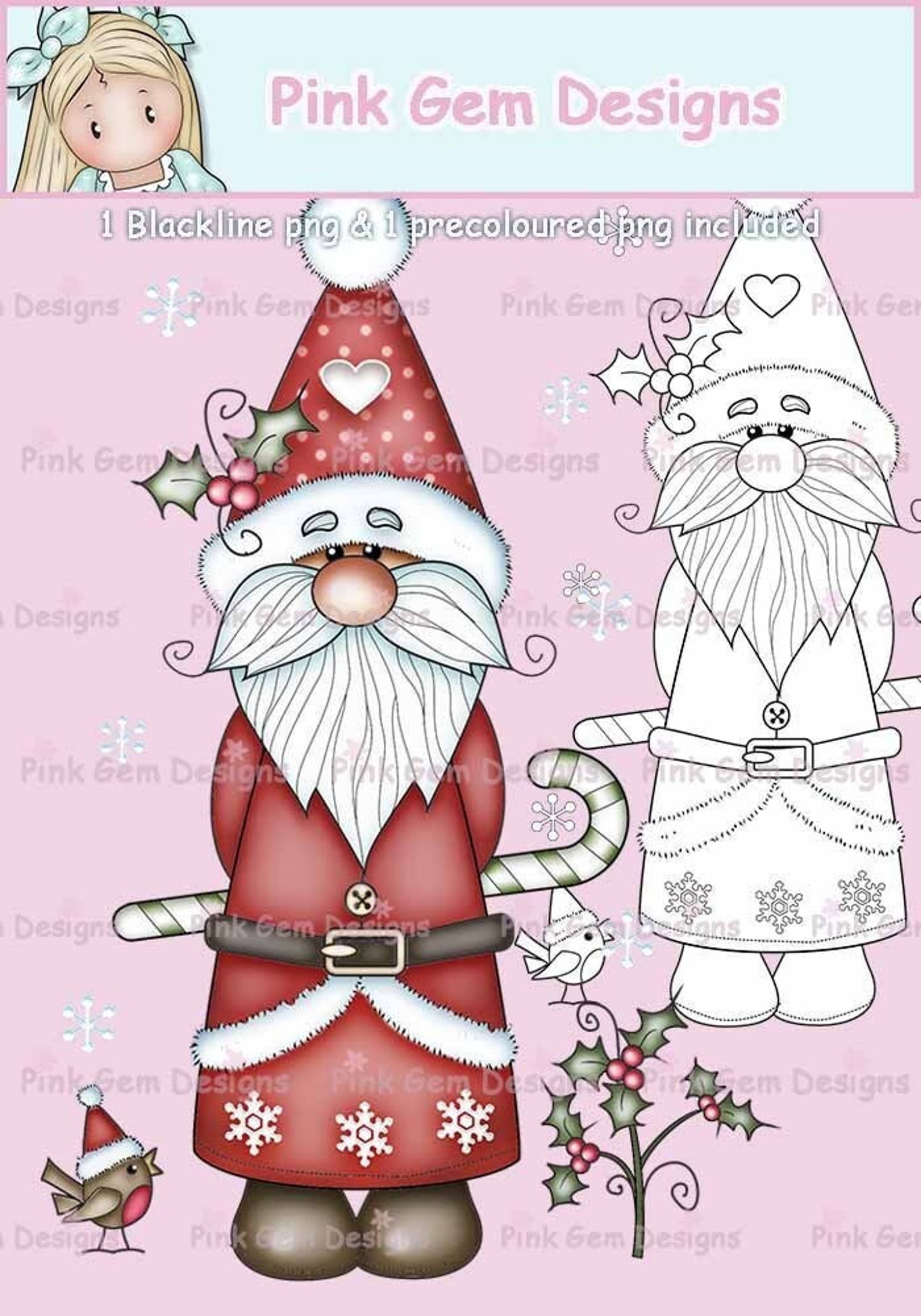 Digi Stamp Scandinavian Santa. Tomte Nisse Nordic Christmas Gnome. Card ...