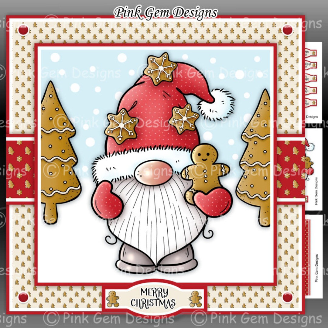 Gingerbread Gnome Downloadable Card Kit With Decoupage. Gingerbread Man ...