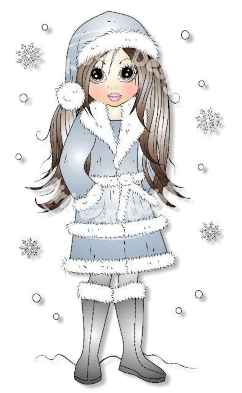 Digital digi Winter Emma Stamp. Girl. Makes Cute Christmas | Etsy UK