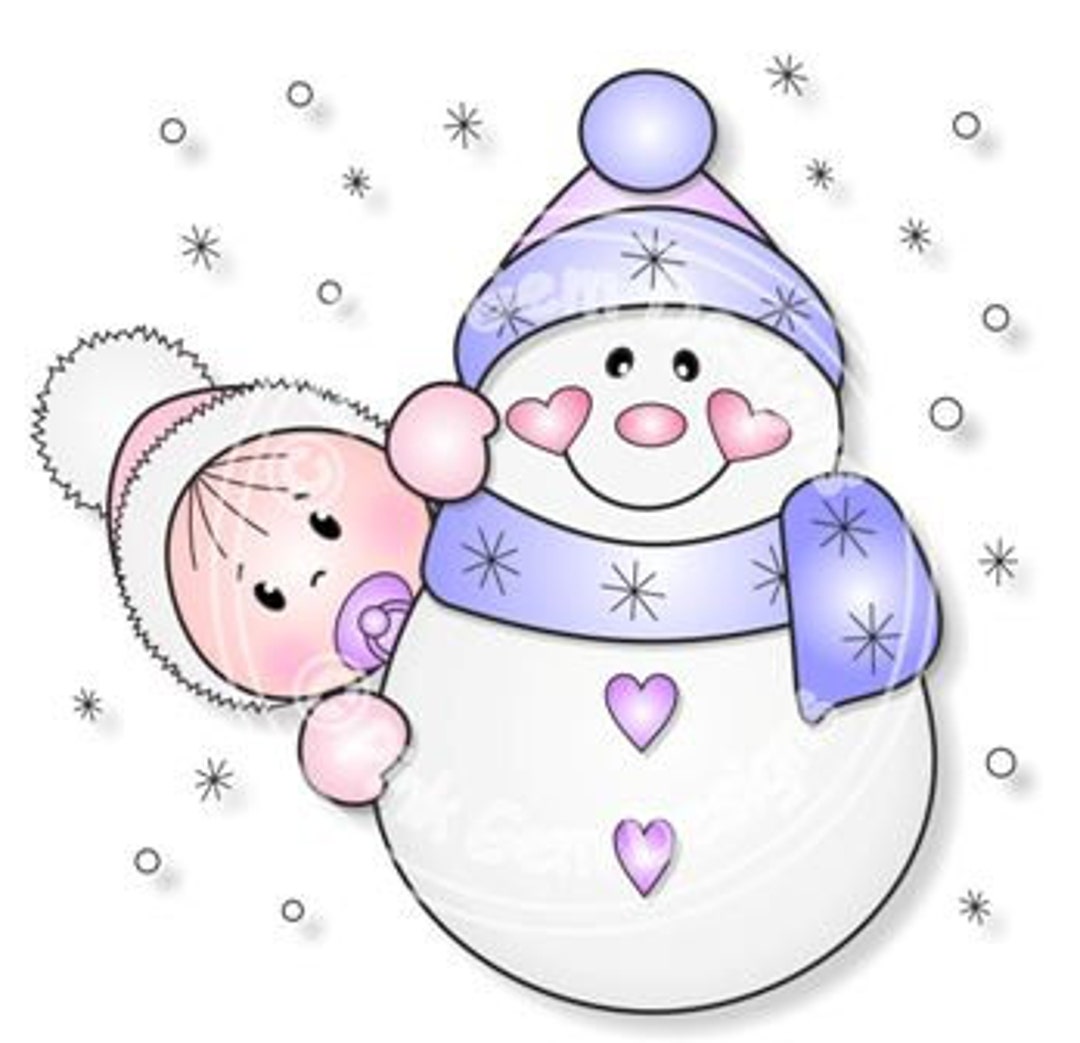 Digital digi Baby & Snowman Stamp - Etsy