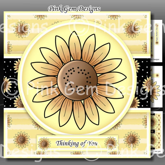 Sunflower Wishes 2 Downloadable Card Kit With Decoupage - Etsy