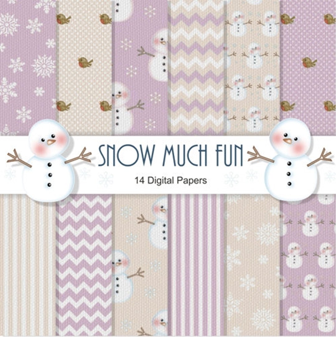 Snow Much Fun Pink Digital Snowmen Papers,14 Digital Christmas Papers ...