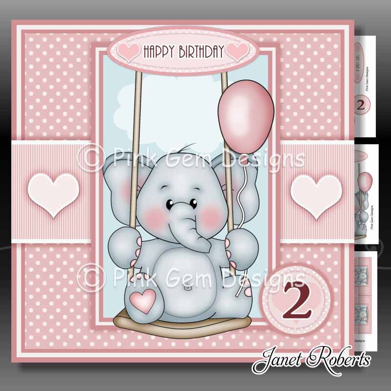 Downloadable Card Swinging Ella Pink. Card Making Download. 3 - Etsy UK