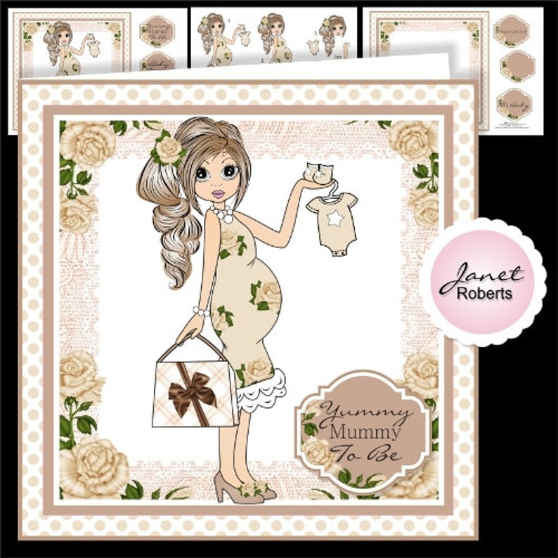 Yummy Mummy Emma Downloadable Card Kit With Decoupage. Baby | Etsy
