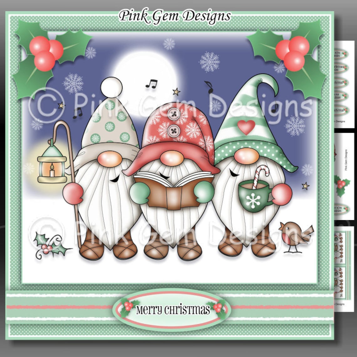 Singing Gnomes Downloadable Card Kit With Decoupage.elf. Card | Etsy