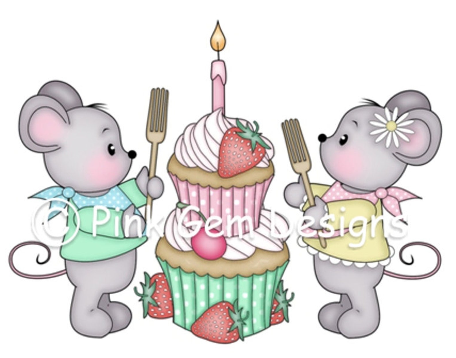 Digi Stamp Birthday Cake Mice Birthday Mouse Birthday | Etsy