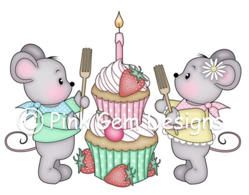 Digi Stamp Birthday Cake Mice Birthday Mouse Birthday - Etsy Hong Kong