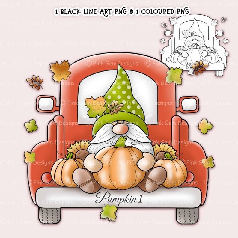 Digi Stamp Scandinavian Autumn/fall Gnome Truck. Tomte Nisse - Etsy