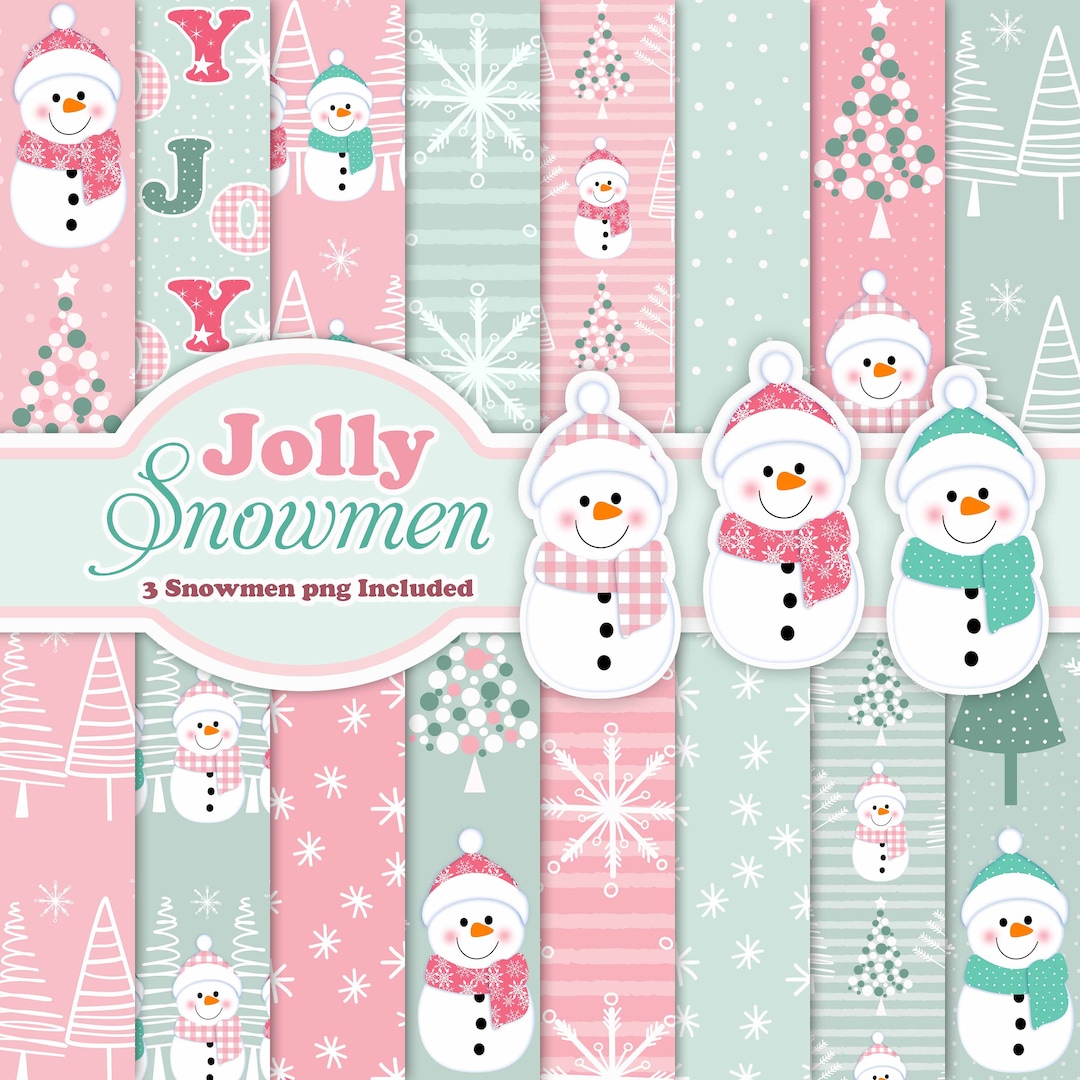 Digital Snowmen Papers, 16 Digital Christmas Papers, JOLLY SNOWMEN ...