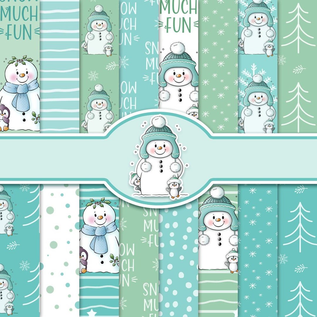 Digital Snowmen Papers, 16 Digital Christmas Papers, Snow Much Fun ...