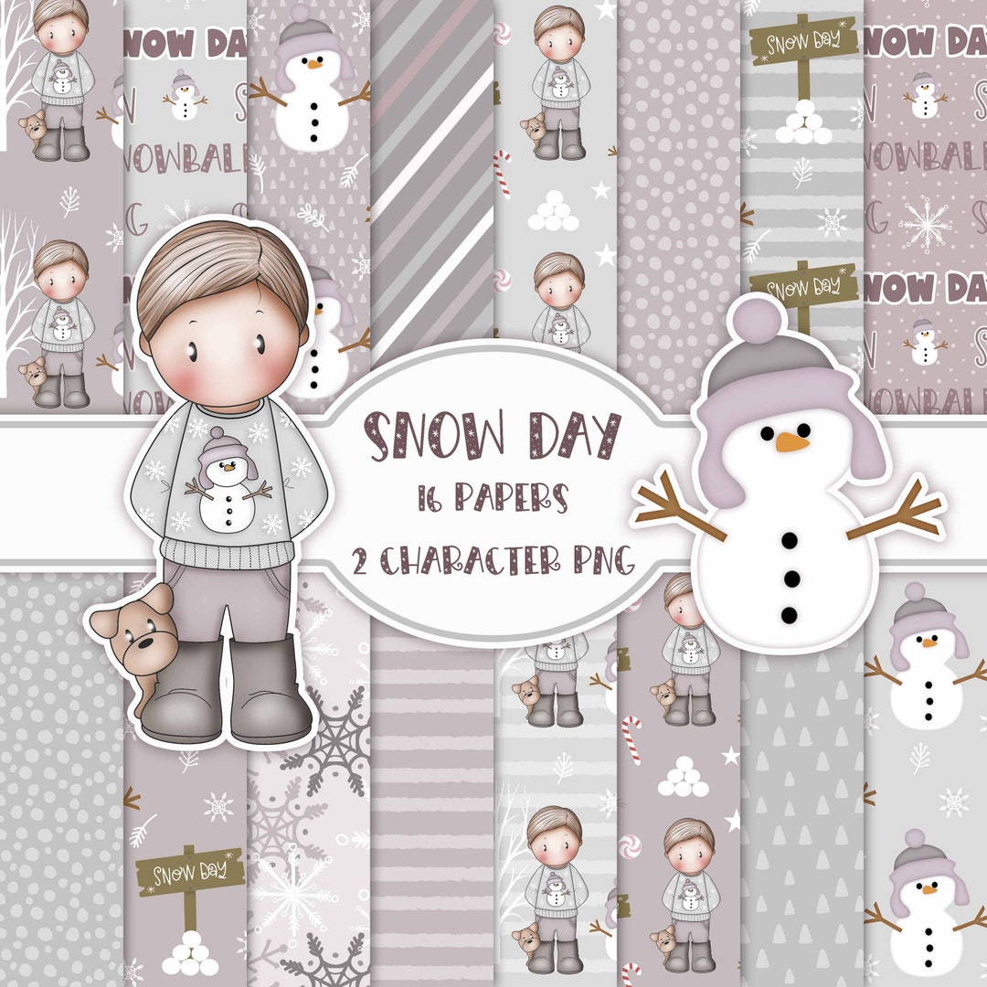 Digital Snowmen Papers, 16 Digital Christmas Papers, SNOW DAY ANDY ...