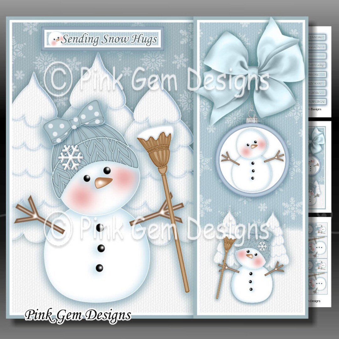Snow Girl Downloadable Card Kit Topper,digtal Snowmen Card Making ...