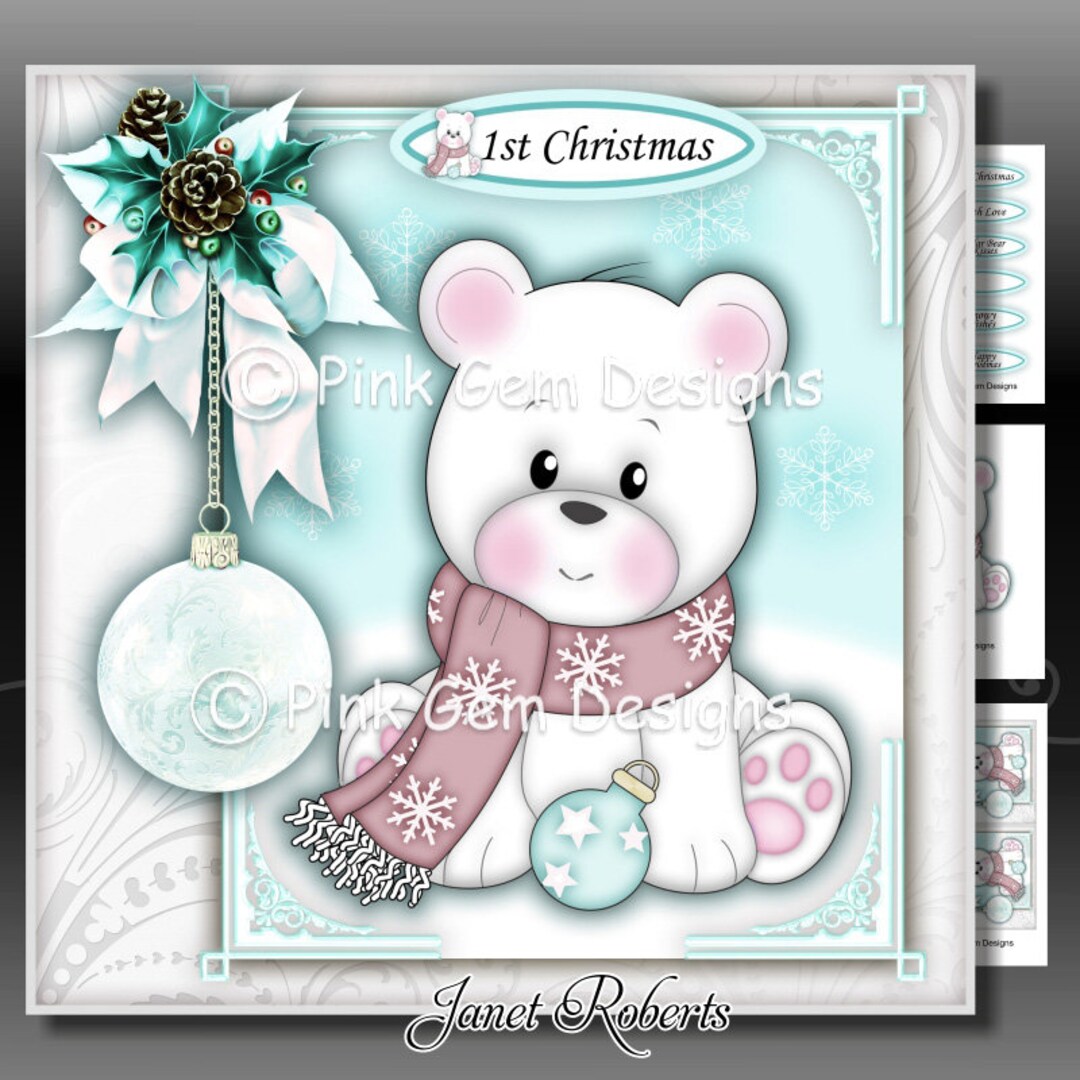 Polar Bear 1st Christmas Downloadable Card Kit With Decoupage ...