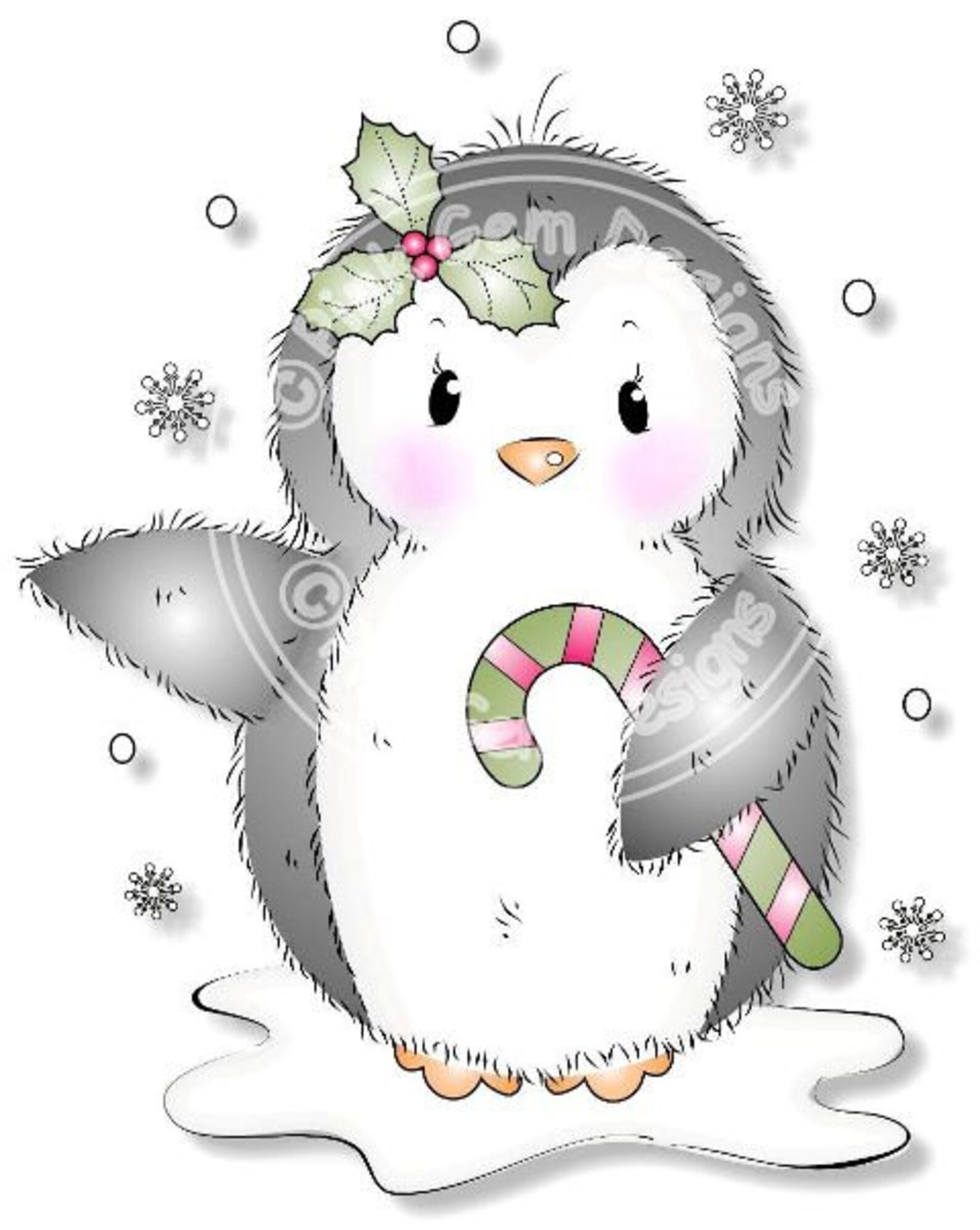 Digital digi Cute Penguin Stamp. Makes Cute Christmas Cards. - Etsy
