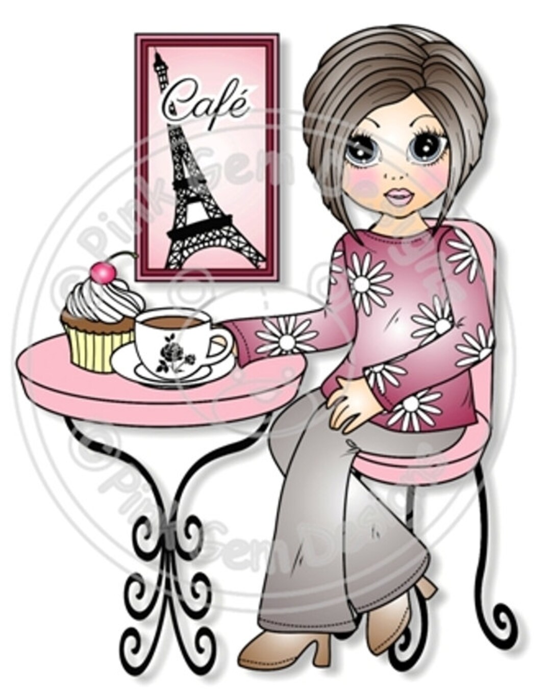 Digital digi Coffee Time Emma Stamp. Female Birthdays - Etsy