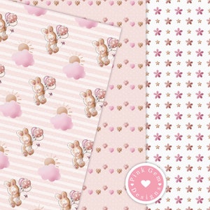 Bunnies & Rainbows 16 Digital Papers, Small Commercial Use ...