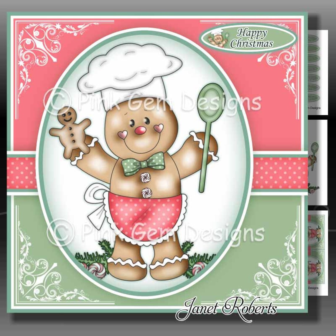 Baking Ginger Downloadable Card Kit With Decoupage. - Etsy