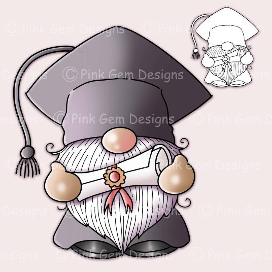 Digi Stamp Graduation Gnome, Digital Stamp, Digistamp, 1 Pre Coloured ...