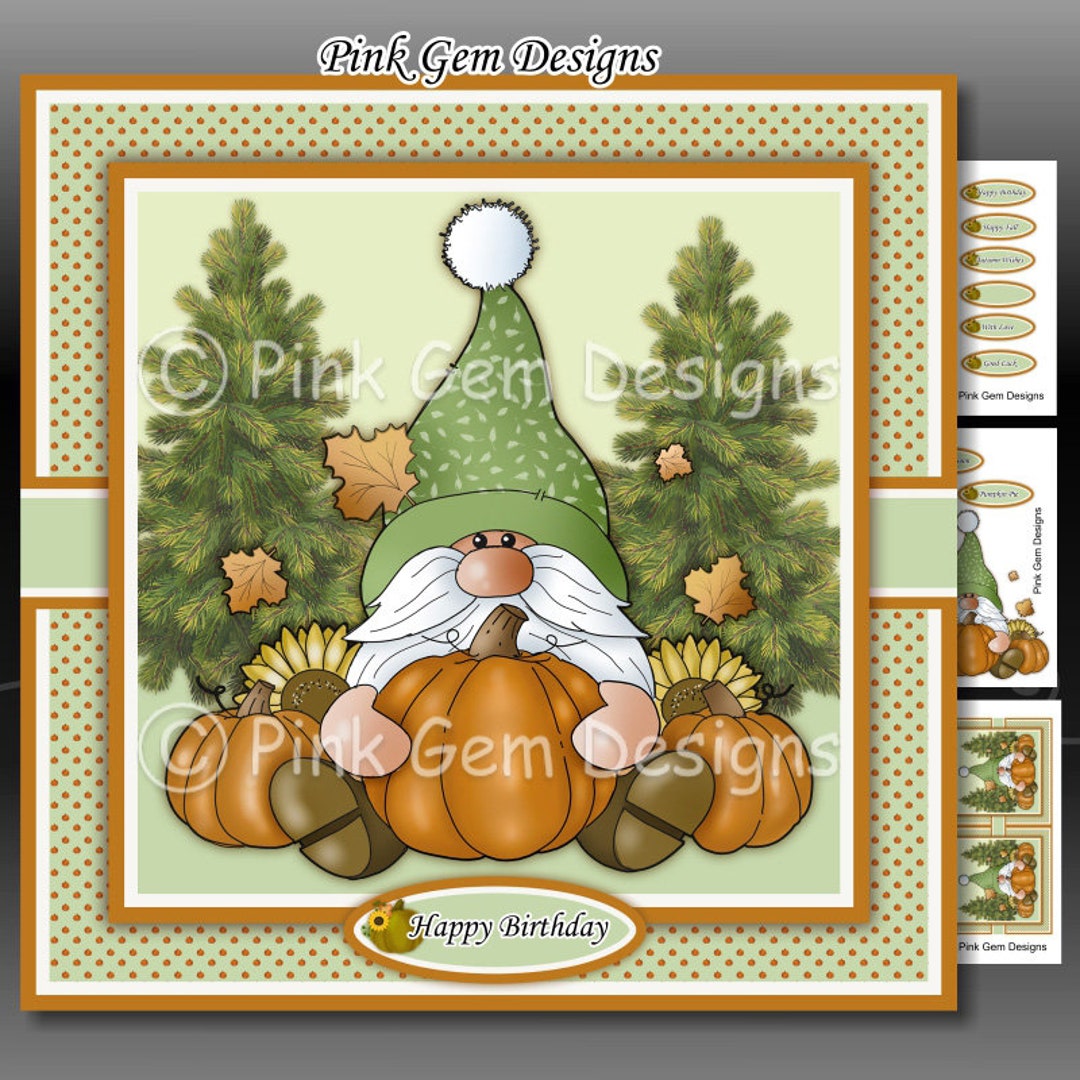 Autumn Gnome Downloadable Card Kit With Decoupage.elf. Card - Etsy