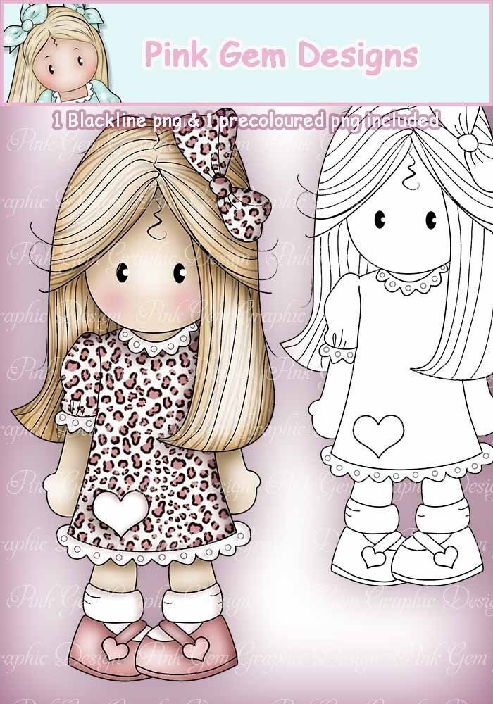 Digi Stamp 'pretty Chloe' 1 Black Line Png & 1 Pre - Etsy UK