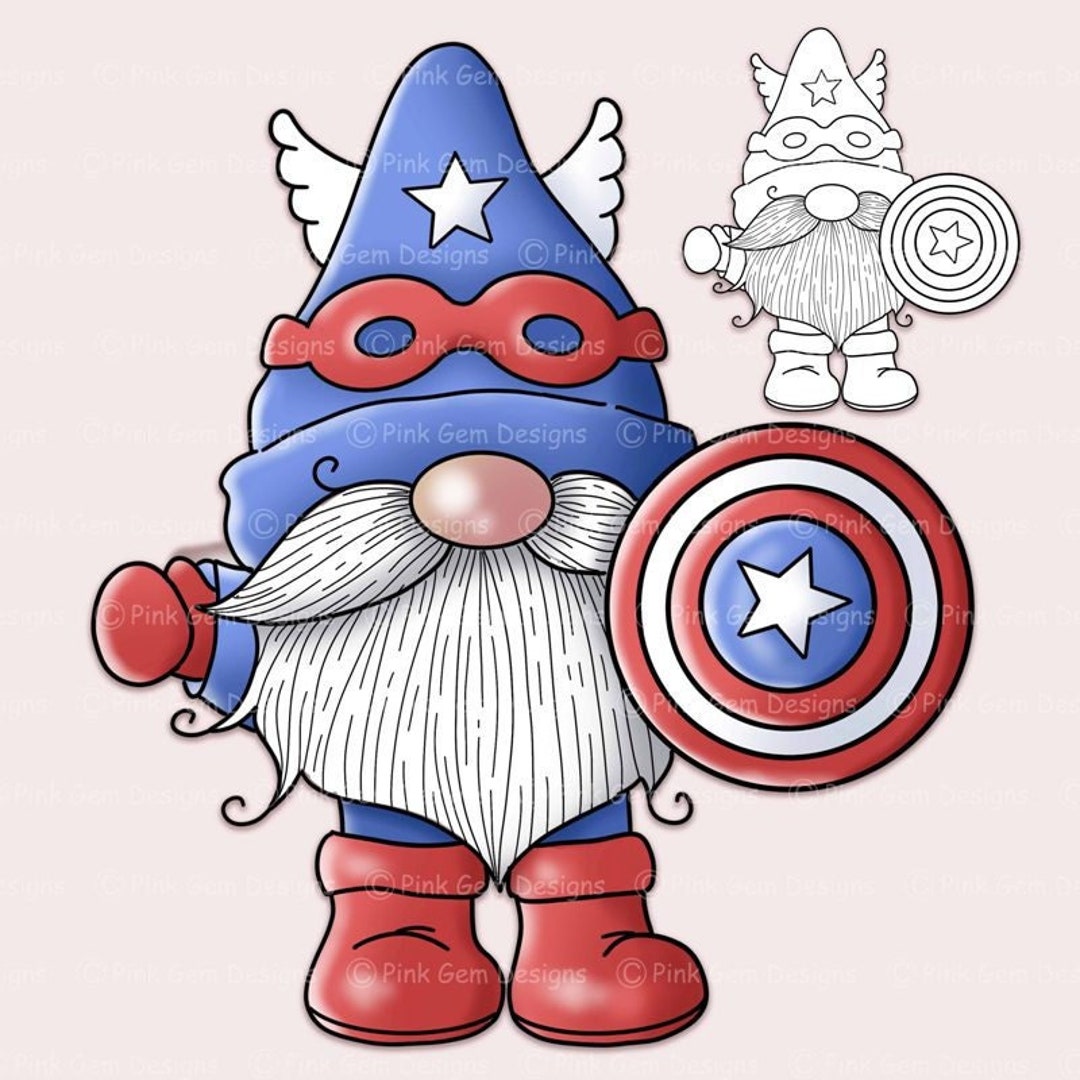 Digi Stamp Super Hero Gnome, Digital Stamp, Digistamp, 1 Pre Coloured ...